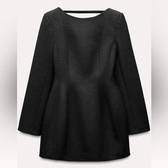 Zara | Dresses | Zara Open Back Dress Dark Grey Zw Collection Nwt ...